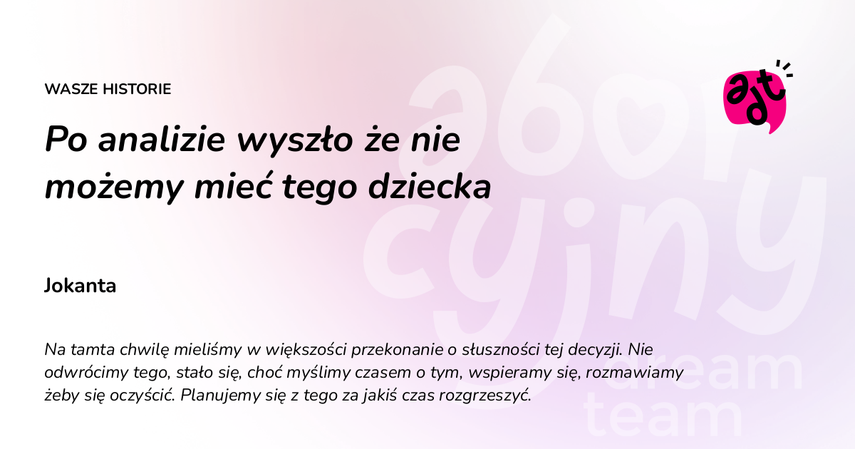 Po analizie wyszło że nie możemy mieć tego dziecka - Aborcyjny Dream ... Po analizie wyszło że nie możemy mieć tego dziecka - Aborcyjny Dream ...